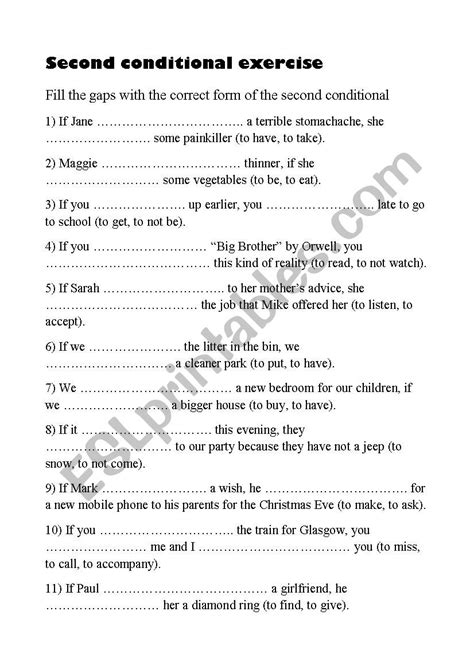 Second Conditional Exercise Esl Worksheet By Luglio15
