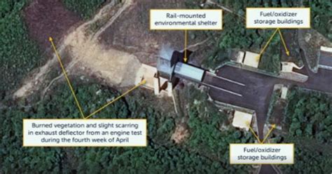 북한 서해위성발사장서 예고 없이 액체추진 로켓 엔진 시험