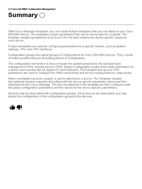 Summary Cisco Sd Wan Operation And Deployment3 Pdf