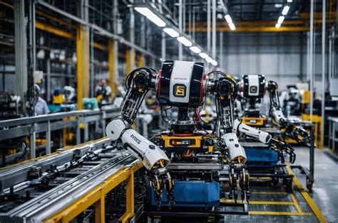 Smart Factory Robots Coordinating Realtime Manufacturing Tasks Premium Ai Generated Image