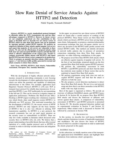 Pdf Slow Rate Denial Of Service Attacks Against 2 And Detection