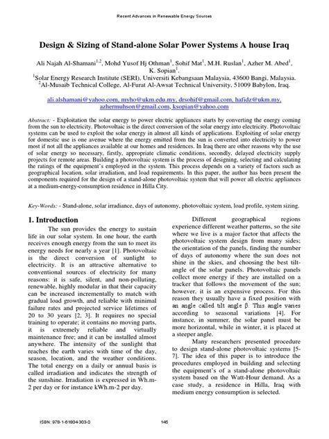 Design And Sizing Of Stand Alone Solar Power System Pdf Photovoltaic System Photovoltaics