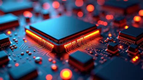 A Detailed Circuit Board Features Glowing Red Lights And Intricate Connections Showcasing