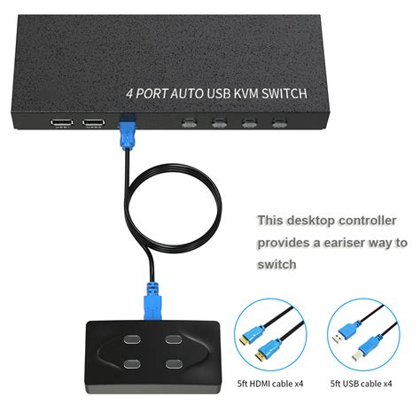 Hdmi Kvm Switch 4 In 1 Out 4k 60hz Mt Viki