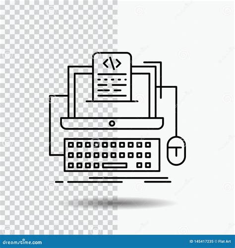 Code Coding Computer Monoblock Screen Line Icon On Transparent