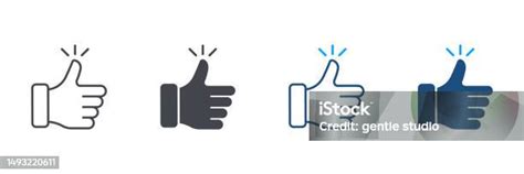 엄지손가락 위로 픽토그램 실루엣과 라인 아이콘 세트처럼 손가락 위로 제스처 좋은 소셜 미디어에서 최고의 제스처 기호 수집을 승인 확인 수락 확인합니다 격리된 벡터 그림 1