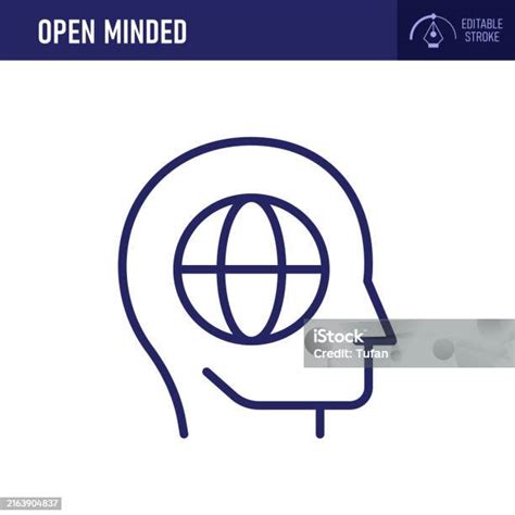 열린 마음의 아이콘 글로벌 사고 다양성 포용성 혁신 유연성 적응력 이해 문화 인식 넓은 관점 진보적 개념에 대한 스톡 벡터 아트