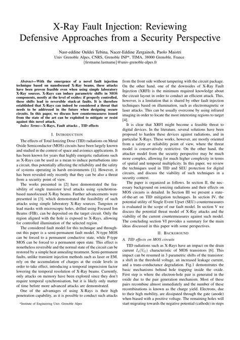Pdf X Ray Fault Injection Reviewing Defensive Approaches From A
