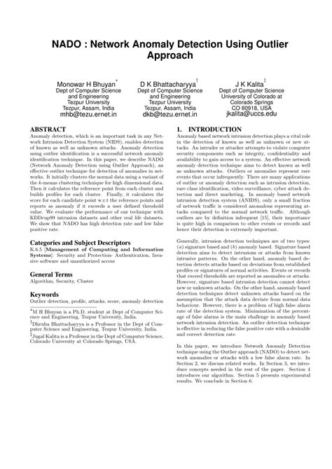 Pdf Nado Network Anomaly Detection Using Outlier Approach