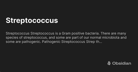 Streptococcus Obsidian Publish