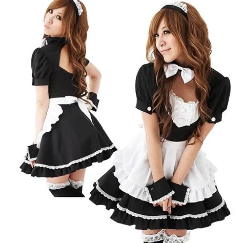 Sexy French Maid Costume Sweet Gothic Lolita Dress Anime Cosplay Sissy