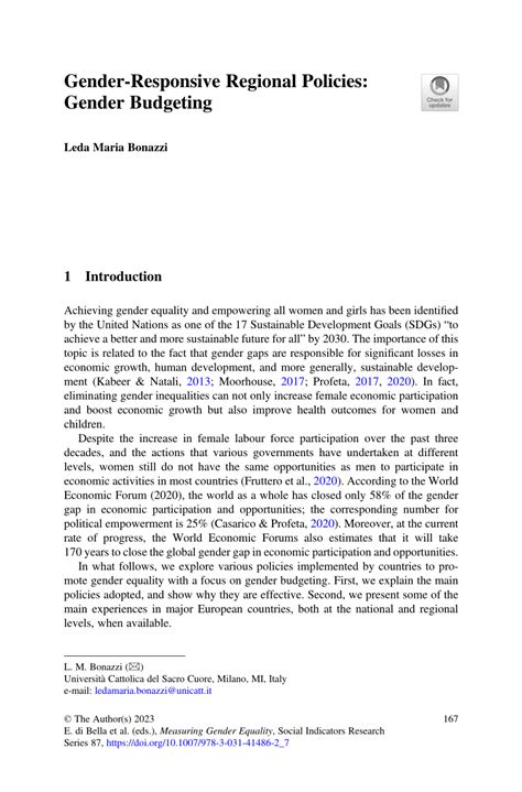Pdf Gender Responsive Regional Policies Gender Budgeting