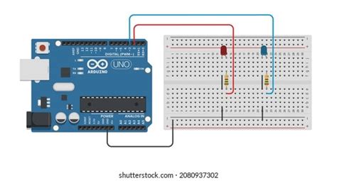 Arduino Uno Basic Examples Blink Circuit 库存插图 2080937302 Shutterstock