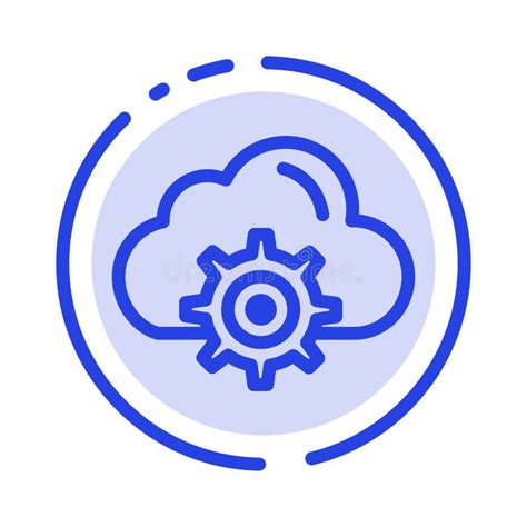 Cloud Setting Gear Computing Blue Dotted Line Line Icon Stock Vector Illustration Of