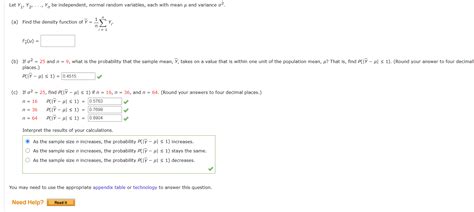 solved let y1 y2 yn be independent normal random