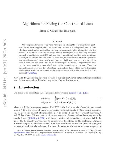 Algorithms For Fitting The Constrained Lasso Deepai