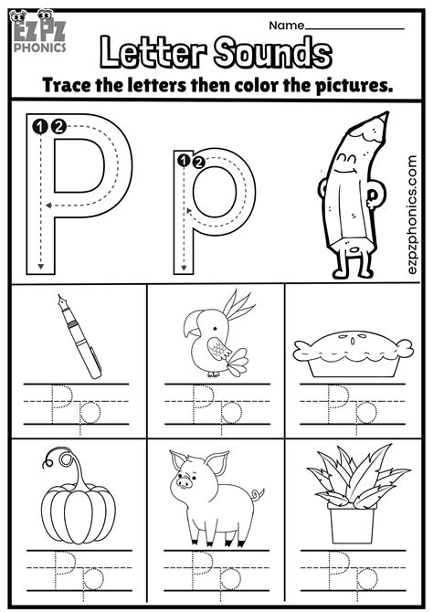 Letter Pp Trace And Color The Pictures Free PDF Download Ezpzphonics Com