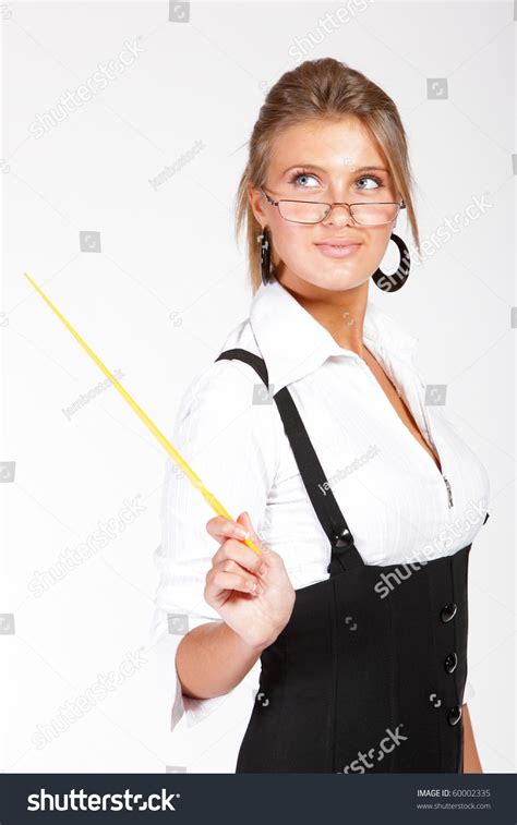 Sexy Teacher Holding Pointer Isolated On Stock Photo Shutterstock