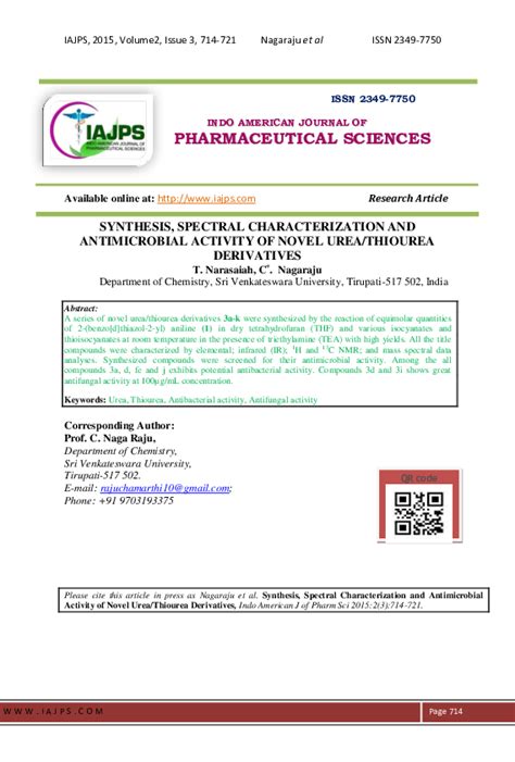 Pdf Synthesis Spectral Characterization And Antimicrobial Activity Of Novel Ureathiourea