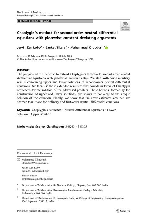 Pdf Chaplygins Method For Second Order Neutral Differential Equations With Piecewise Constant