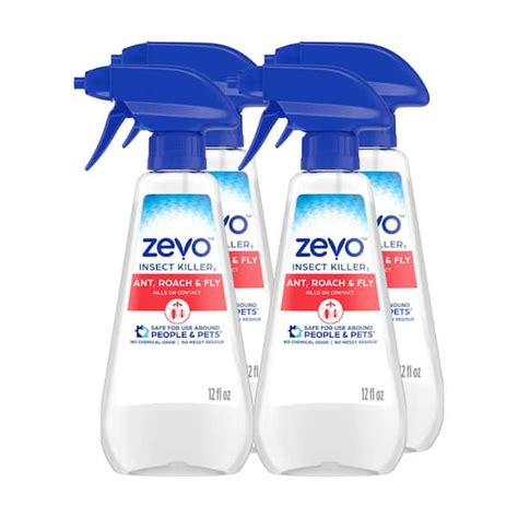 Zevo 12 Oz Ant Roach And Fly Multi Insect Killer Trigger Spray Multi Pack 4 078557165042
