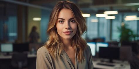 Premium Photo Sensual Female Software Developer In A Modern Office Exuding Confidence With A