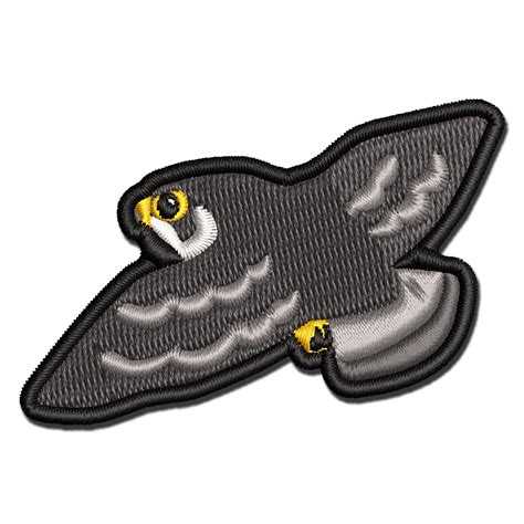Soaring Peregrine Falcon Bird Of Prey Applique Multi Color Embroidered