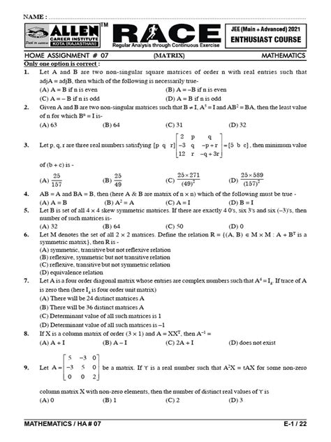 Matrix Pdf Matrix Mathematics Determinant