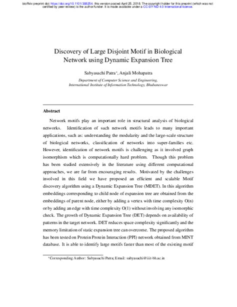 Pdf Discovery Of Large Disjoint Motif In Biological Network Using