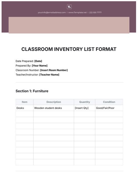 Free Classroom Inventory List Format Template To Edit Online