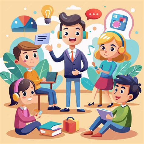 Teacher Explains Lesson With Engaging Learning Activities Premium Ai