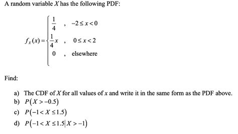 Solved A Random Variable X Has The Following PDF Find Fx Chegg Com