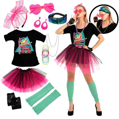 Spooktacular Creations 80s Outfit Woman Halloween Accessories Set 80s