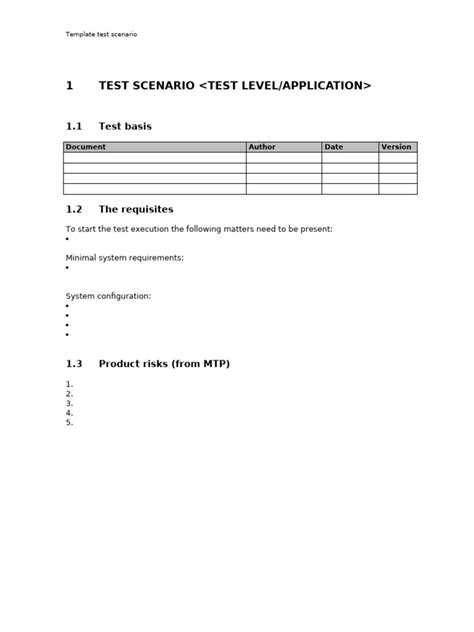 Test Scenario Template For Qa Process Pdf Computing Information