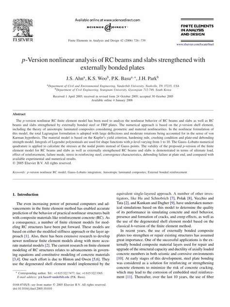 Pdf Version Nonlinear Analysis Of Rc Beams And Slabs Strengthened