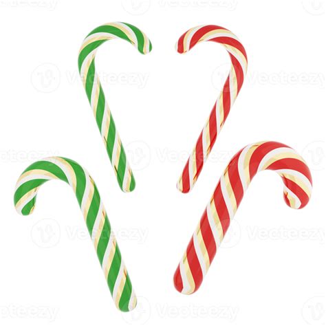Christmas Striped Green And Gold And Red And Gold Candy Canes 14059041 Png