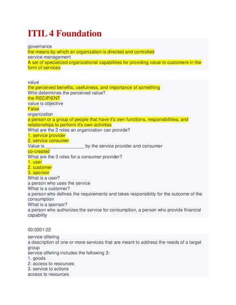 Itil 4 Foundation Exam Questions And Answers Browsegrades