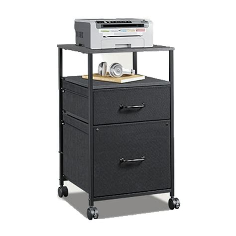 3 Drawer Mobile File Cabinet Rolling Printer Stand With Open Storage