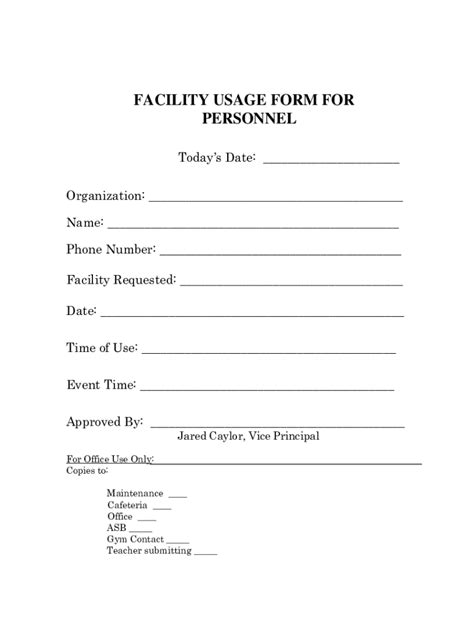 Fillable Online Facility Usage Form For Personnel Fax Email Print