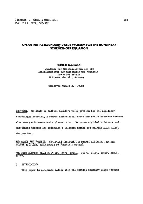 Pdf On An Initial Boundary Value Problem For The Nonlinear Schrödinger Equation