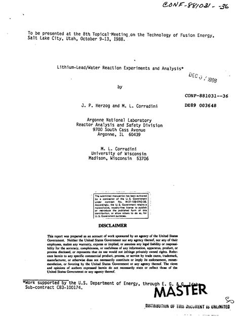 Lithium Leadwater Reaction Experiments And Analysis Unt Digital Library