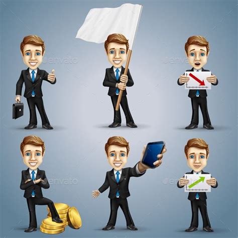 Businessman Character Set Office Manager Business Man Character Fictional Characters