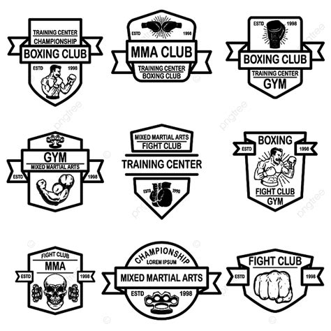 Mma 및 권투 클럽 엠블럼 세트 Mma 전투기 삽화 Png 일러스트 및 벡터 에 대한 무료 다운로드 Pngtree