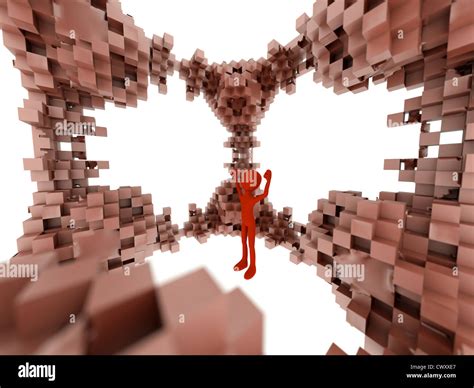 Successful Person Standing Inside A Grand Cube In A Happy Virtual World