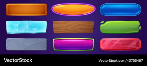 Web And Game Menu Buttons With Different Textures Vector Image