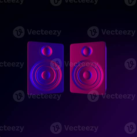 Neon Speakers Icon D Rendering Ui Ux Interface Element Dark Glowing Symbol Stock