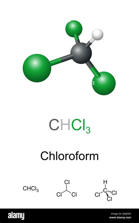 Structural Chemical Formula And Model Of Trichloromethane 42 Off
