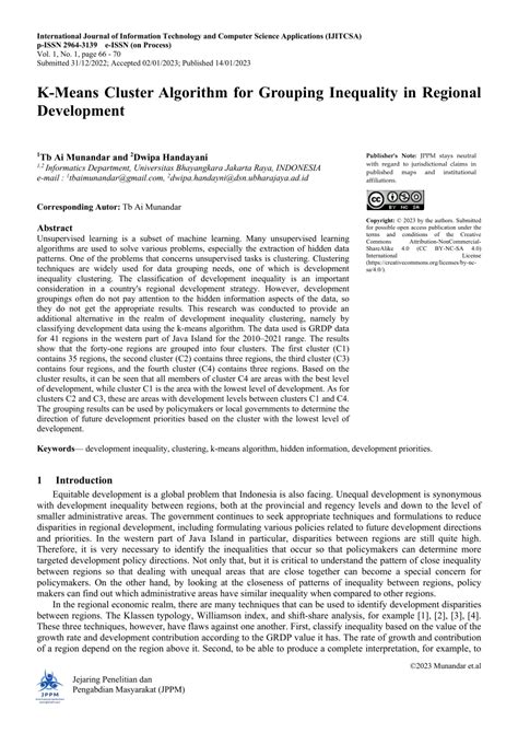 Pdf K Means Cluster Algorithm For Grouping Inequality In Regional