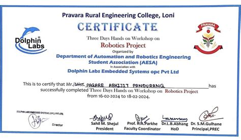 I Have Successfully Completed A Three Day Hands On Workshop On Robotics