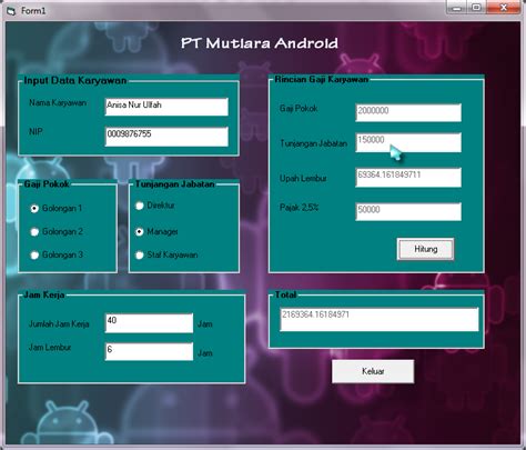Membuat Program Penggajian Karyawan Pada Visual Basic Ilmu Komputer